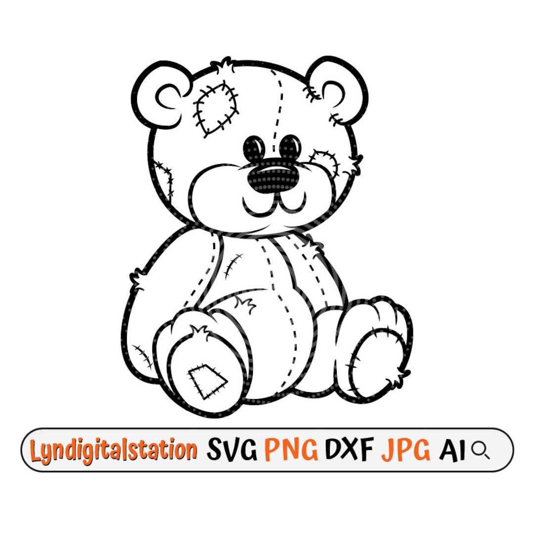 Teddy Bear Doll Svg | Teddy Bear Clipart | Teddy Bear With Stitches Cut ...