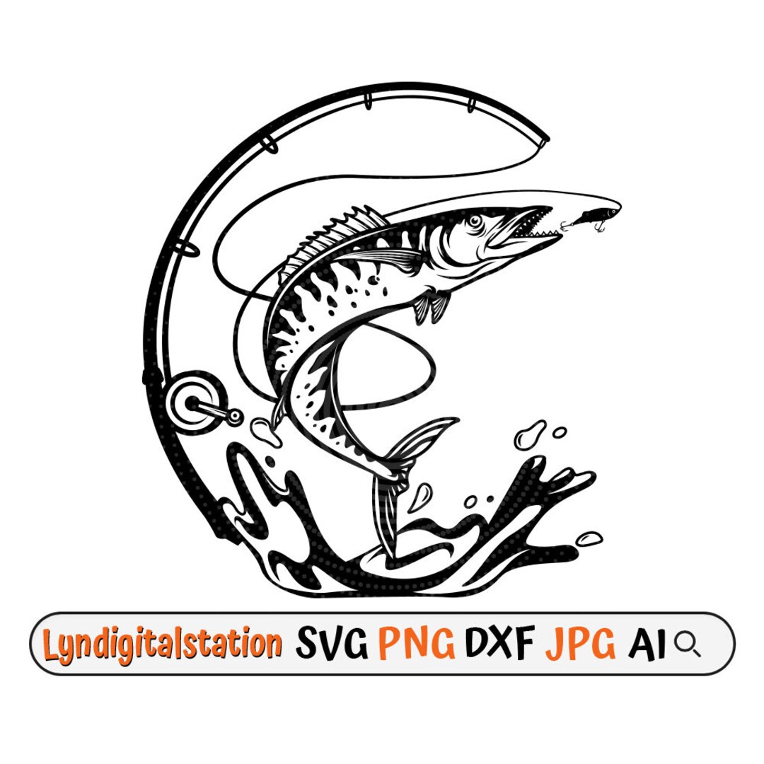 Barracuda Fish Svg | Angler Dad Gift Clipart | Salt Water Fishing Cut ...