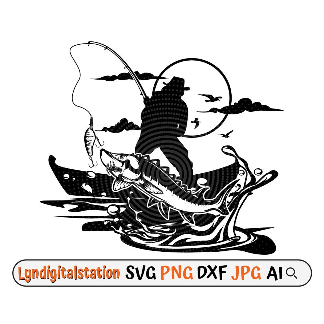Sturgeon Fish Scene Svg | Sturgeon Fish Clipart | Angler Dad Gift Idea ...