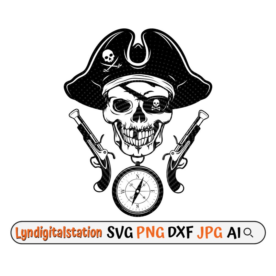 Pirate Svg | Pirate Skull Clipart | Pirate Pistol & Compass Cut File ...