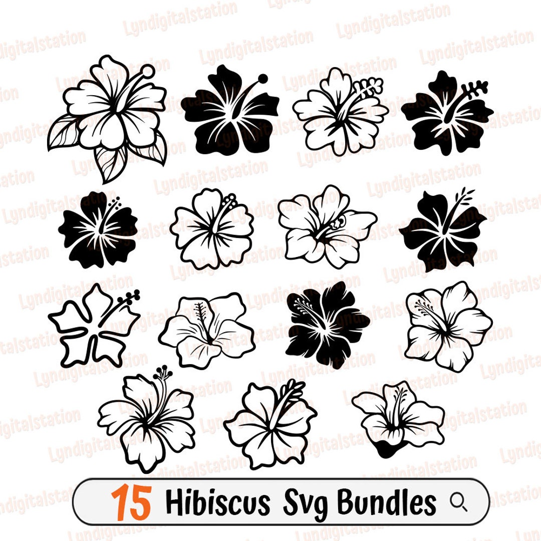 15 Hibiscus Bundles Svg | Hibiscus Clipart | Flower Cut File ...