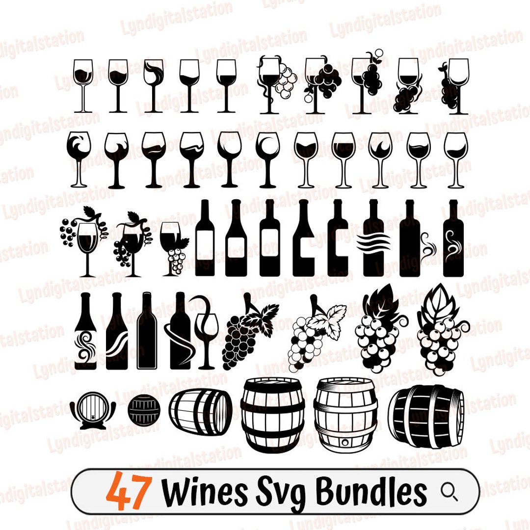 47 Wines Bundles Svg | Barrel Clipart | Cylindrical Container Cut File ...