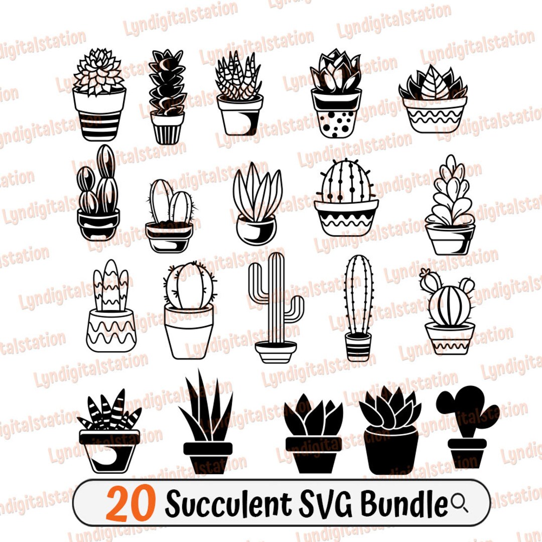 20 Succulent Bundles Svg | Cactus Variety Clipart | Prickly Pears Cut ...