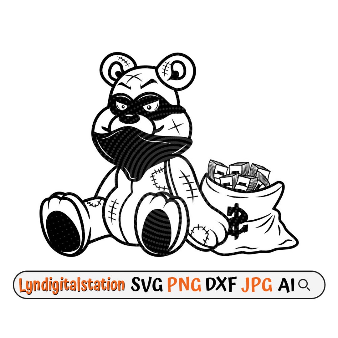 Bandit Teddy Svg | Mafia Bear Clipart | Masked Goon Cut File | Thief ...