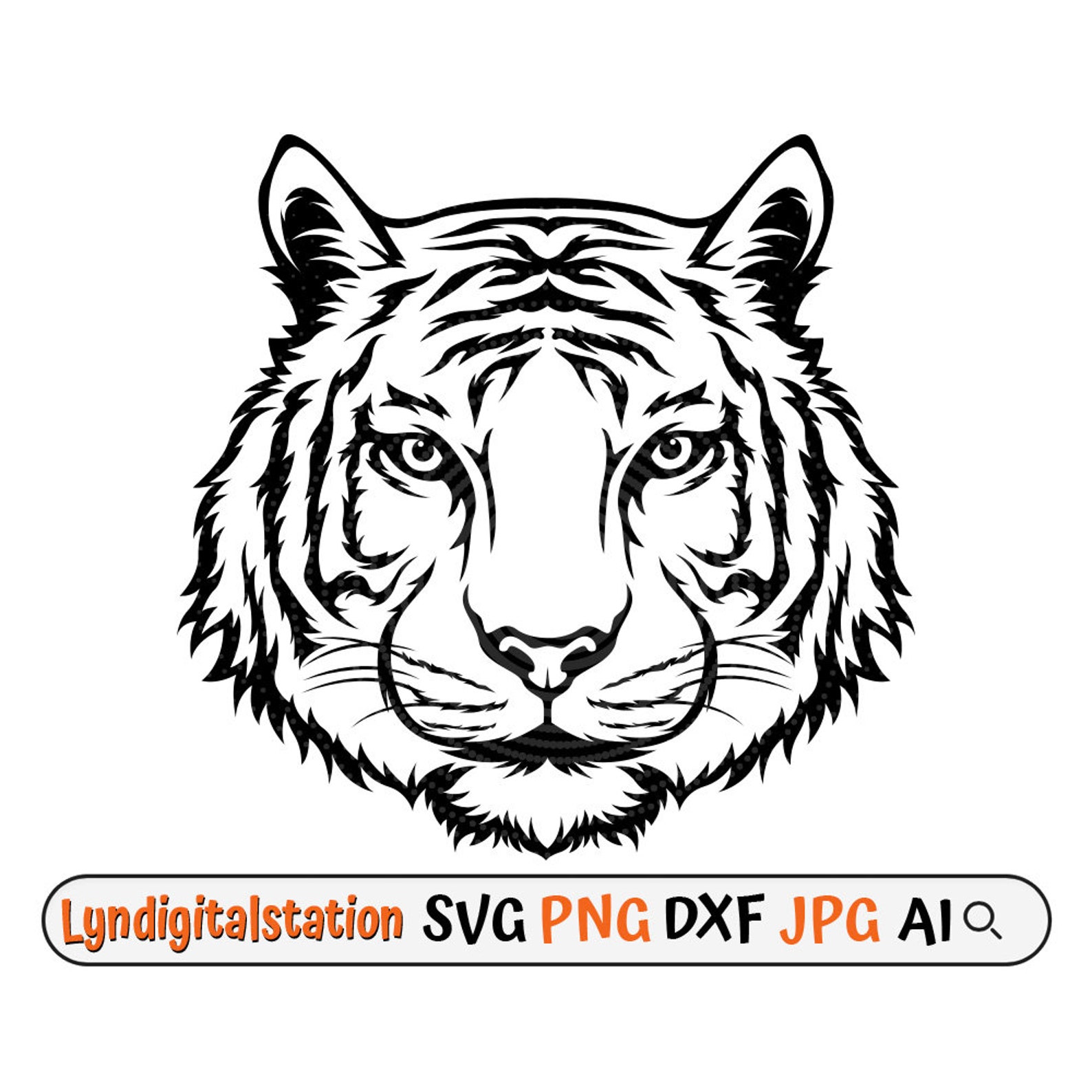 Tiger Face Svg | Tiger Head Clipart | Tigress Cut File | Team Tiger ...