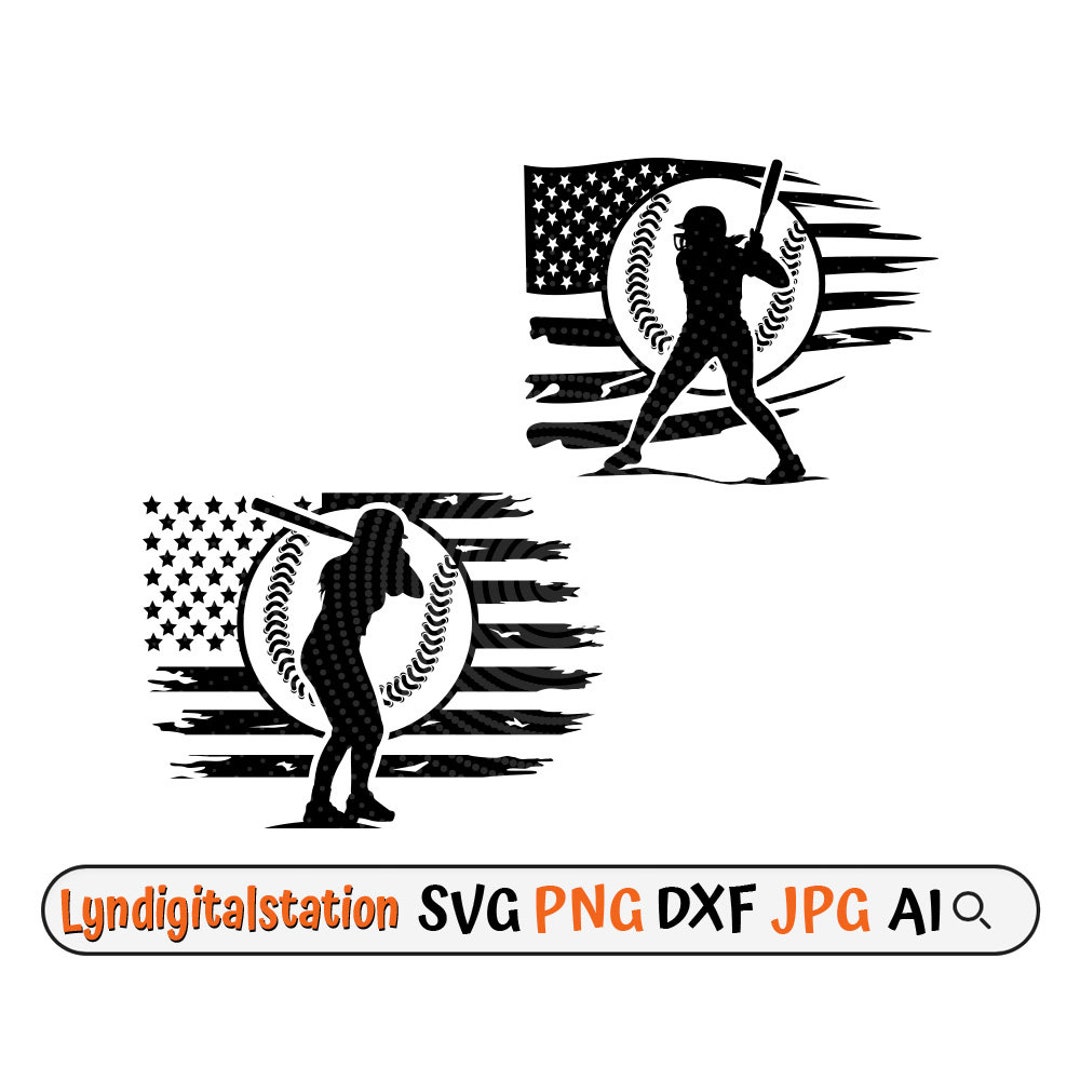 US Softball Players Svg | Ball Game Clipart | Lady Batter Cut File ...