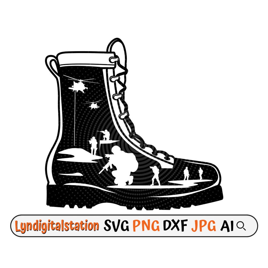Military Scene Boots Svg | Combat Boots Clipart | Veteran Cut File ...