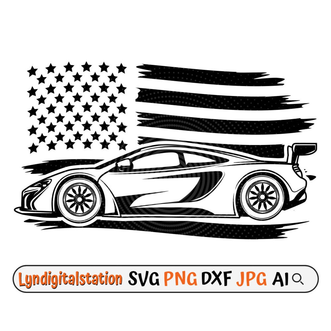 US Racing Car Svg | Dirt Racing Clipart | Sports Car Cut File | Car ...