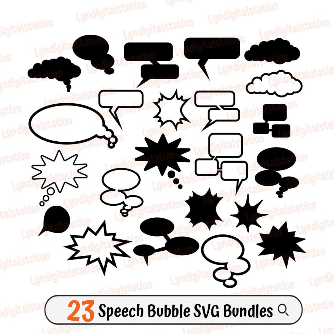 23 Speech Bubbles Bundles Svg | Comic Banner Clipart | Comic Books Cut ...