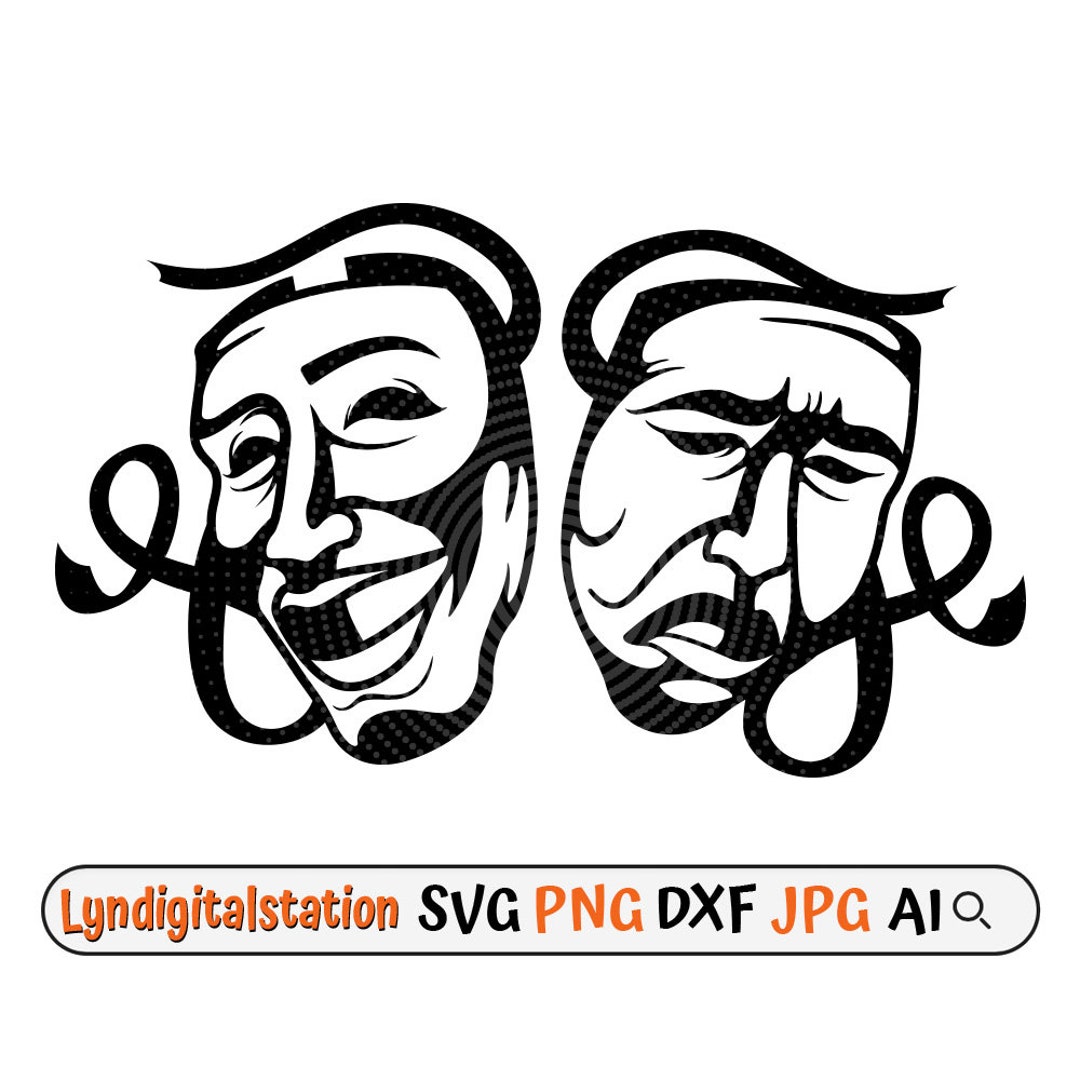 Smile Now Cry Later Svg | Happy and Sad Clipart | Theater Mask Cut File ...
