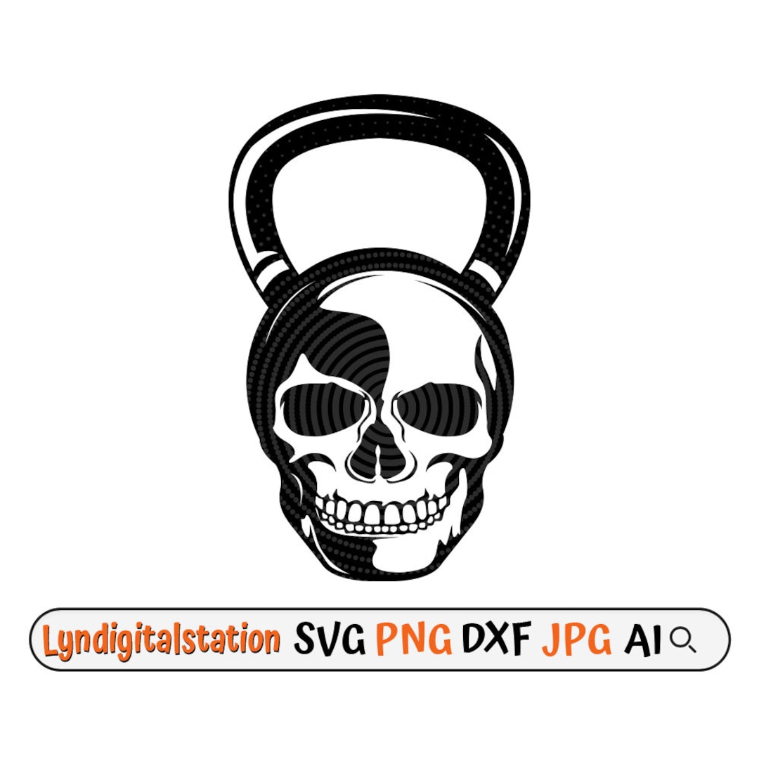 Kettlebell Skull Svg | Skull Kettle Bell Clipart | Weightlifting Cut ...