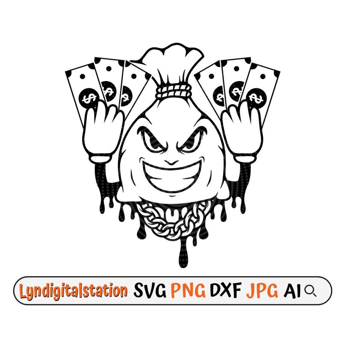 Money Bag Svg Dripping Cartoon Money Bags Clipart Dollar - Etsy