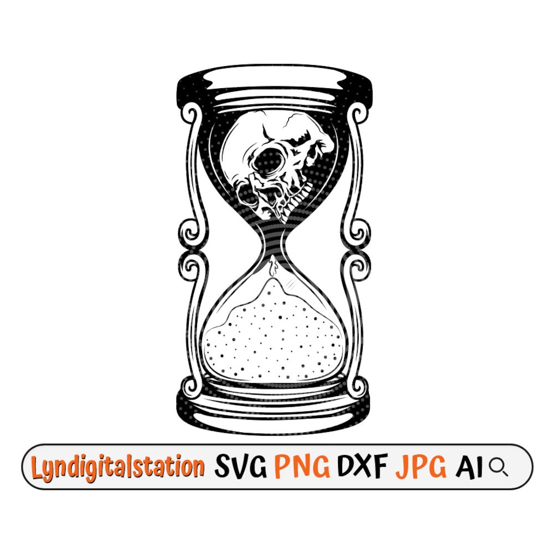 Hour Glass Svg |skull in Hour Glass Clipart |time to Die Cut File |hour ...