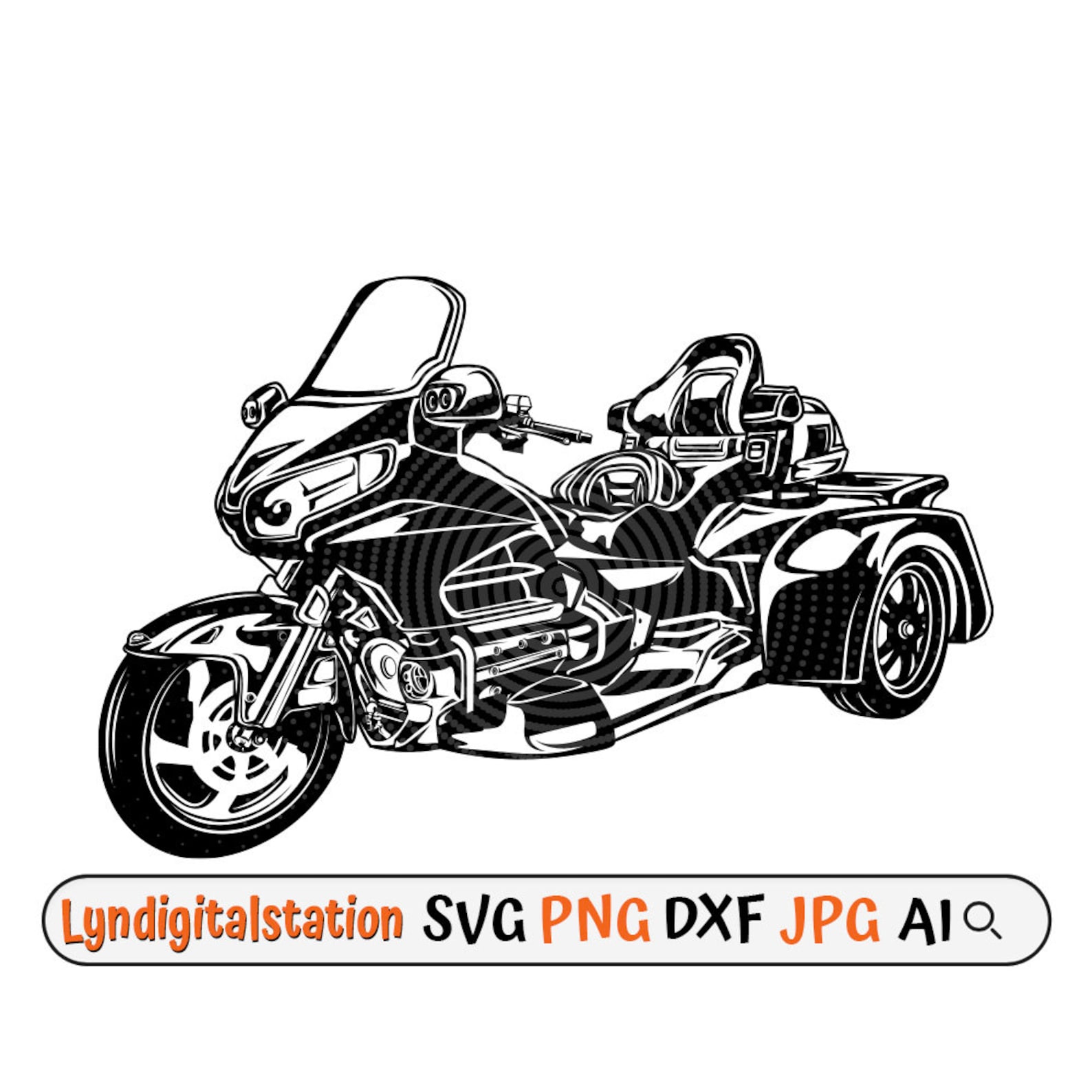 Trike Motorcycle Svg | 3 Wheel Motorbike Clipart | Biker Dad Cut File ...