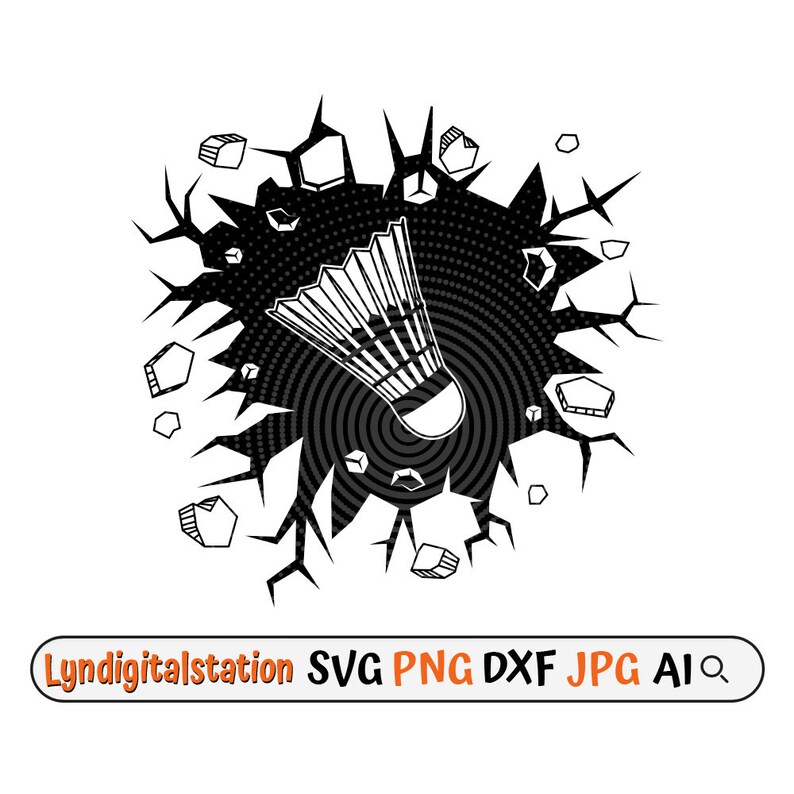 Badminton Svg Shuttlecock Clipart Cracking Wall Cut File - Etsy