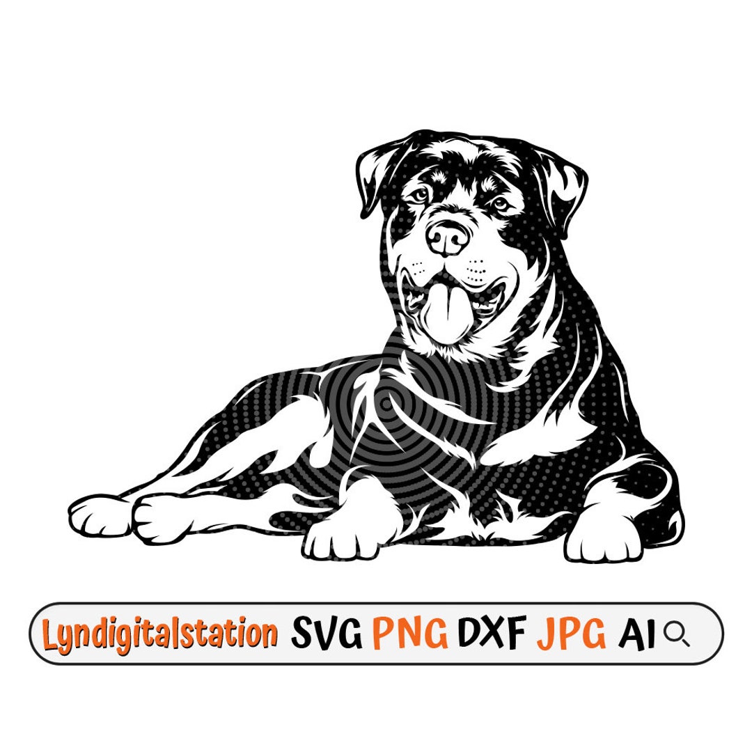 Rottweiler Svg | Dog Clipart | Dog Breed Cut File | Rottweiler Lying ...
