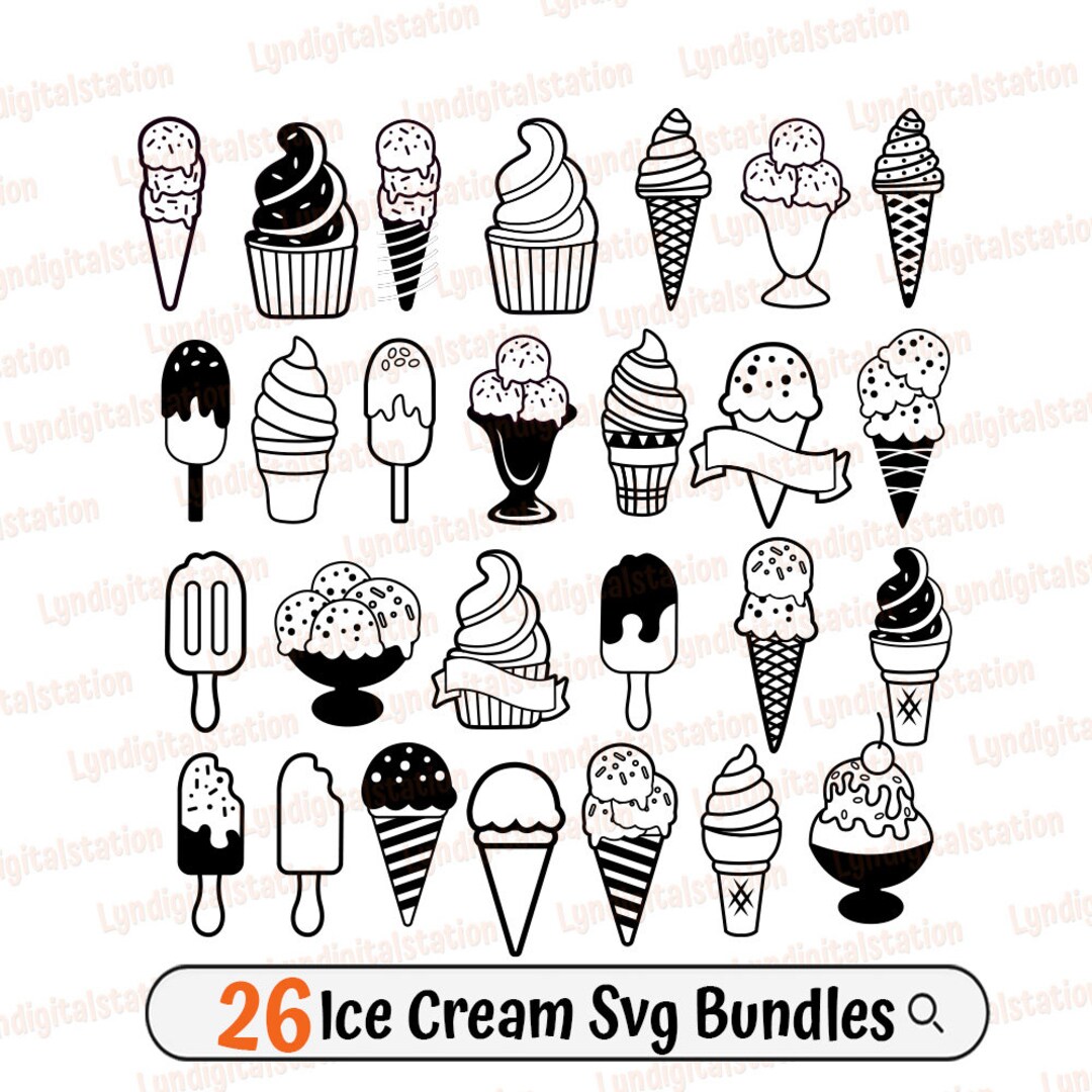 26 Ice Cream Bundles Svg | Summer Clipart | Dripping Ice Cream Cut File ...