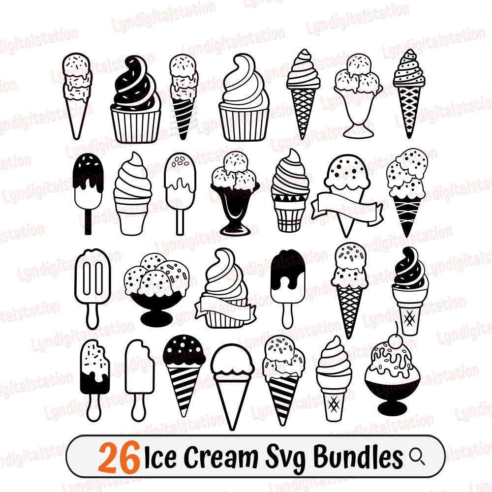 26 Ice Cream Bundles Svg Summer Clipart Dripping Ice Cream Cut File ...