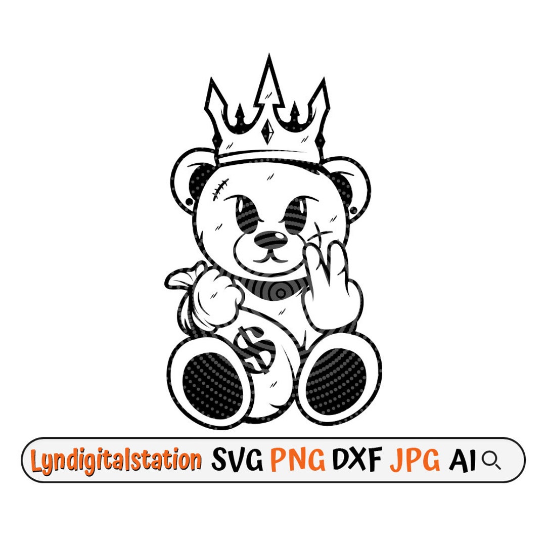 Bear Peace Svg | King Teddy Clipart | Peace Sign Cut File | King ...