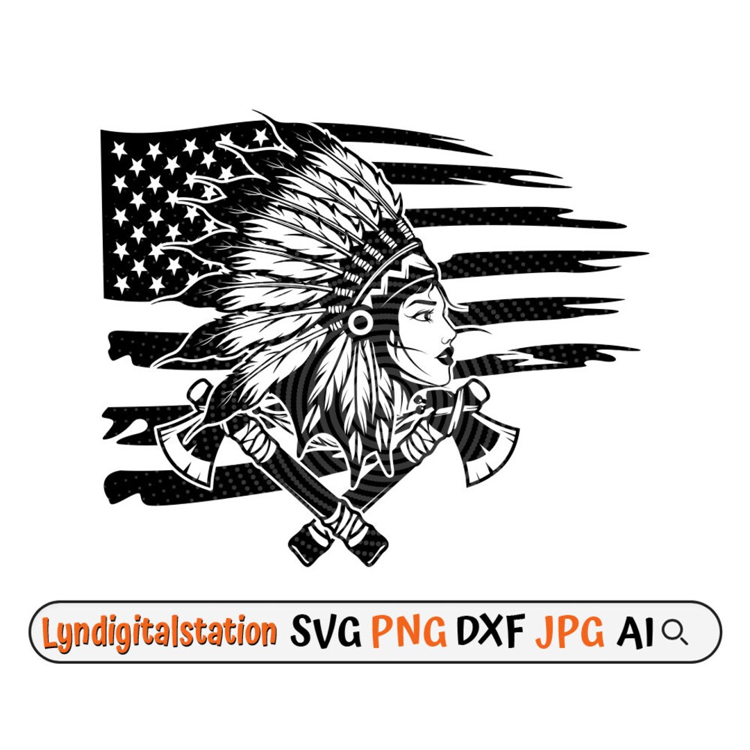 US Indian Girl Svg | Native Americans Headdress Clipart | Teepee Indian ...