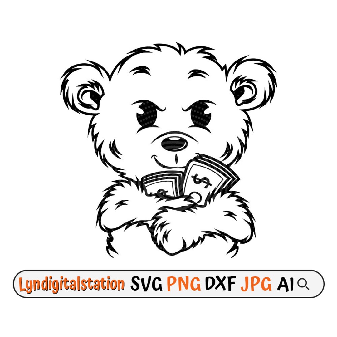 Teddy With Money Svg | Rich Teddy Bear Clipart | Money Lover Bear Cut ...