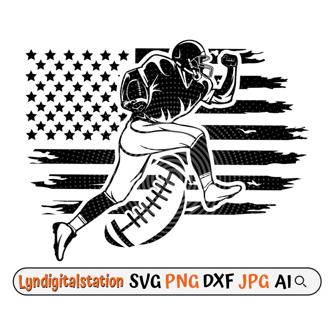 US Football Player Svg | Football Running Back Clipart | Football ...