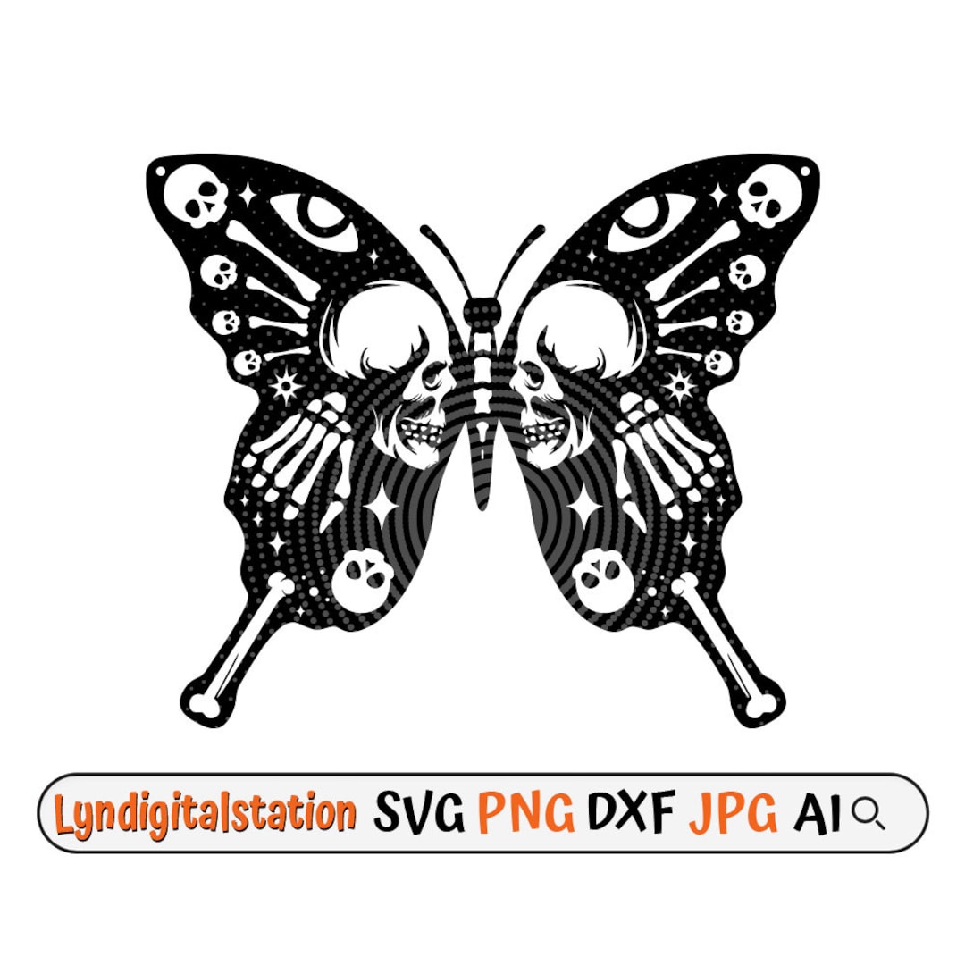 Skull Butterfly Svg | Skeleton Clipart | Butterfly Cut File | Skeleton ...