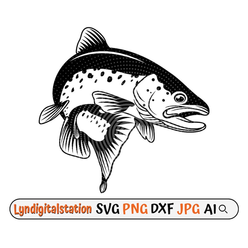 Trout Fish Svg River Fishing Clipart Fresh Water Fish Cut - Etsy