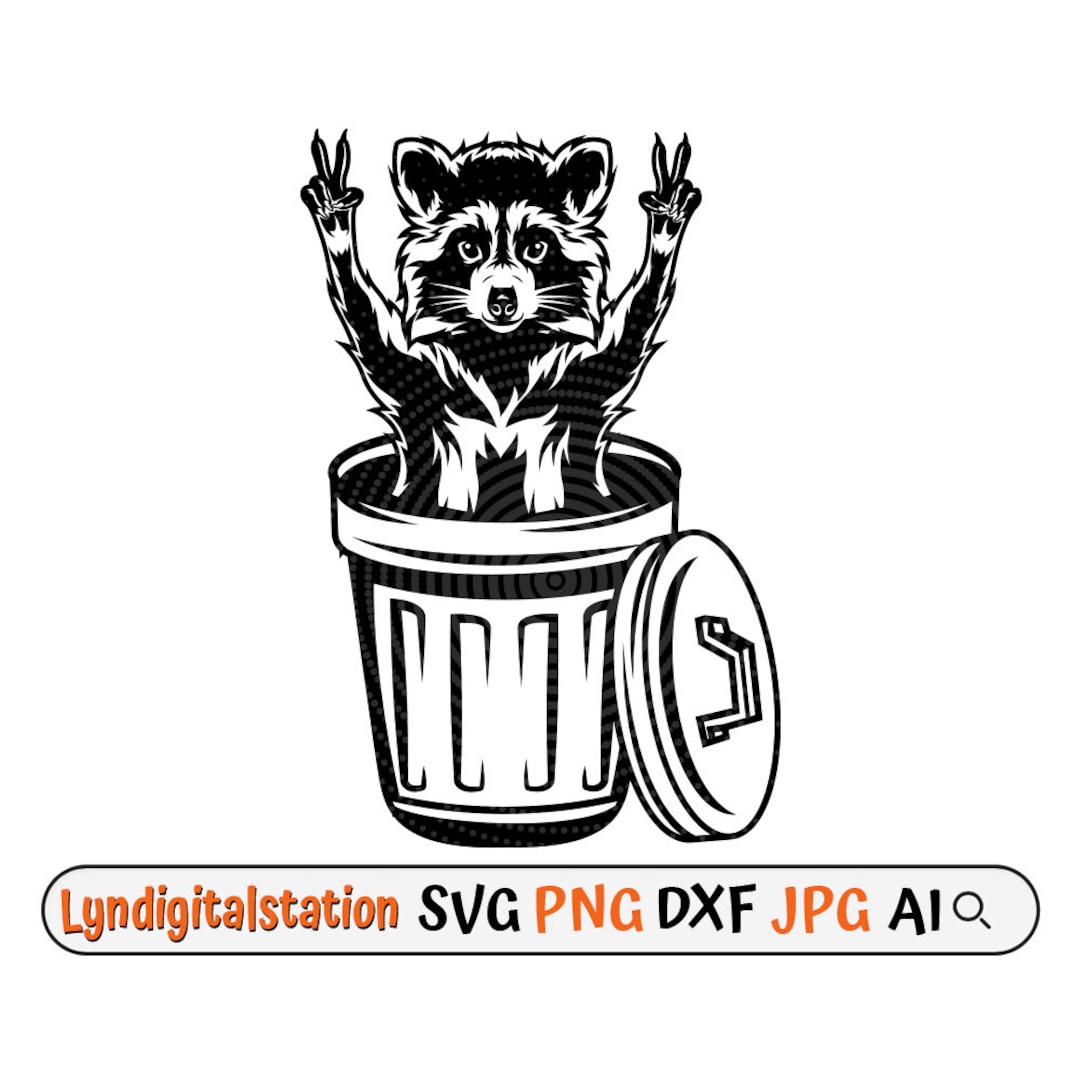 Raccoon Peace Sign Svg | Raccoon in Trash Bin Clipart | Peace Sign Cut ...