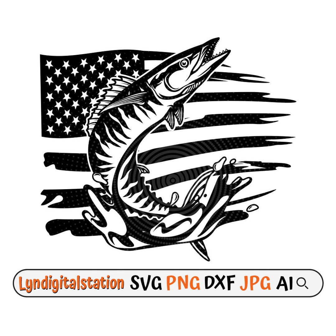US Mackerel Fish Svg | Sea Angling Clipart | Salt Water Fishing Cut ...