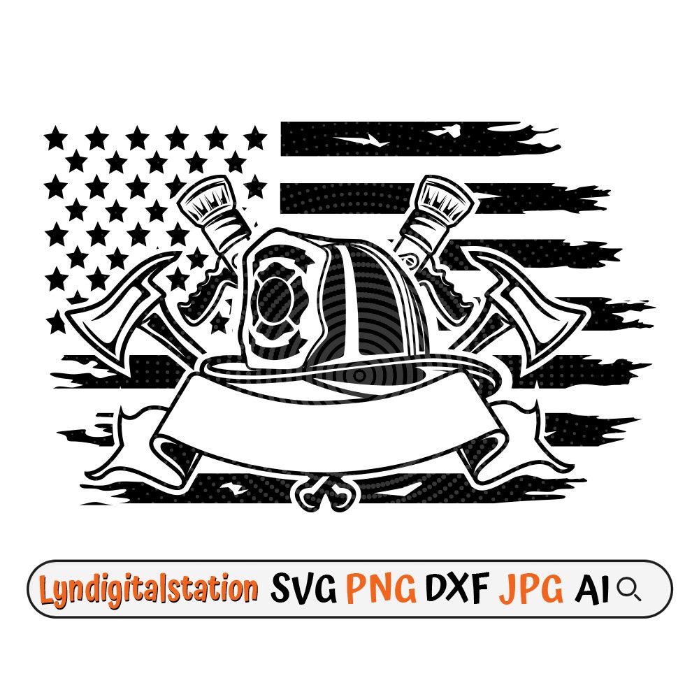 US Fire Fighter Tools Svg Fireman Gear Clipart US Firefighter Cut File ...