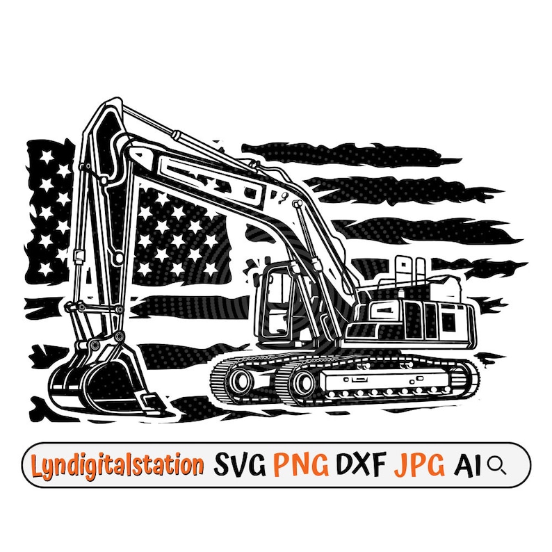 Excavator USA Svg Heavy Equipment Clipart Trucks Cut File Excavation ...
