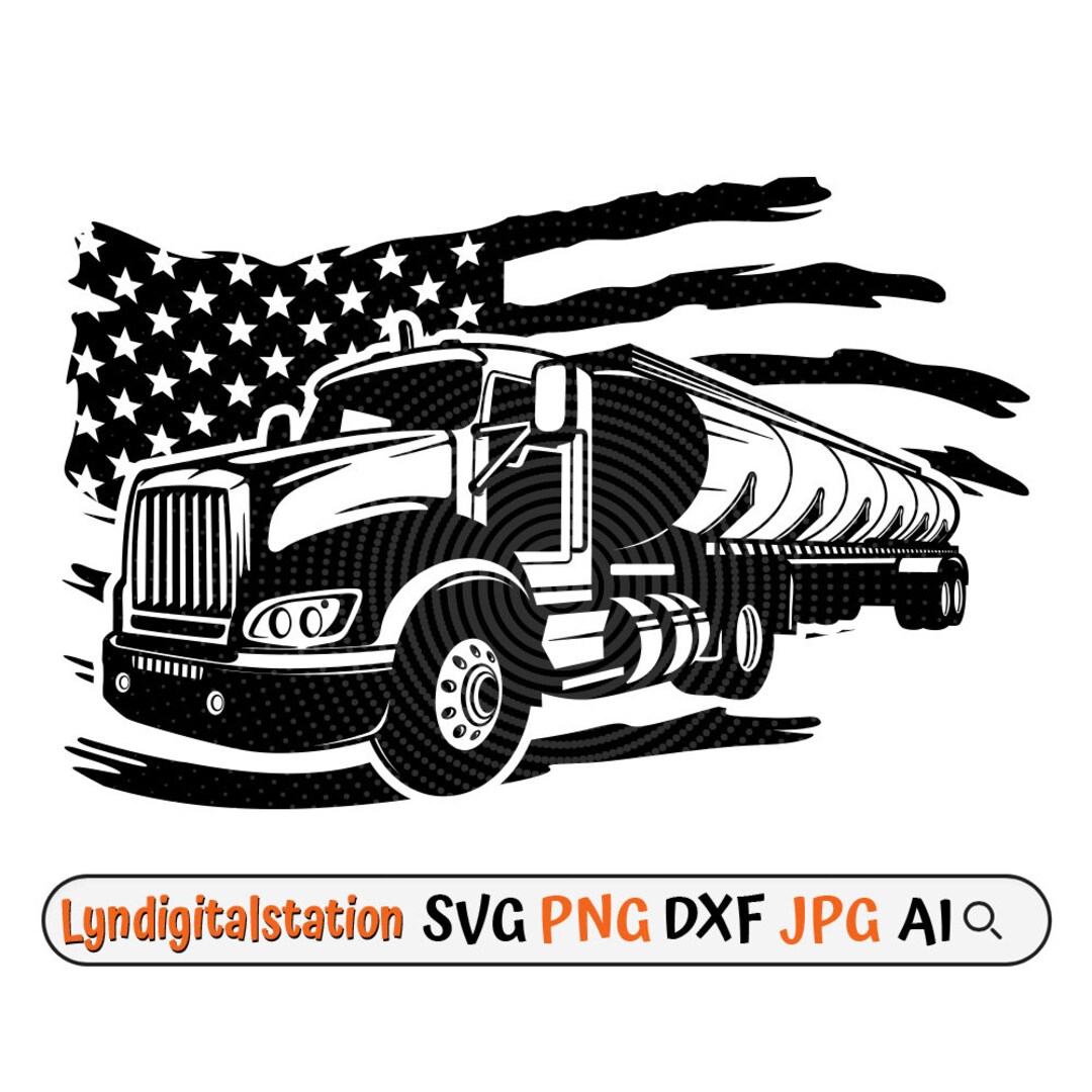 US Oil Tanker Truck Svg | Oil Vehicle Clipart | Tanker Truck Cut File ...