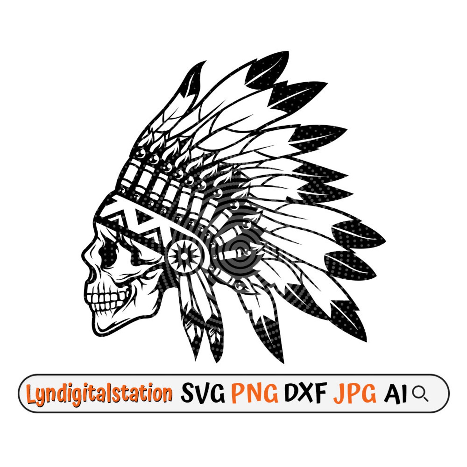 Native Head Dress Skull Svg | Native American Skull Clipart | Indian ...
