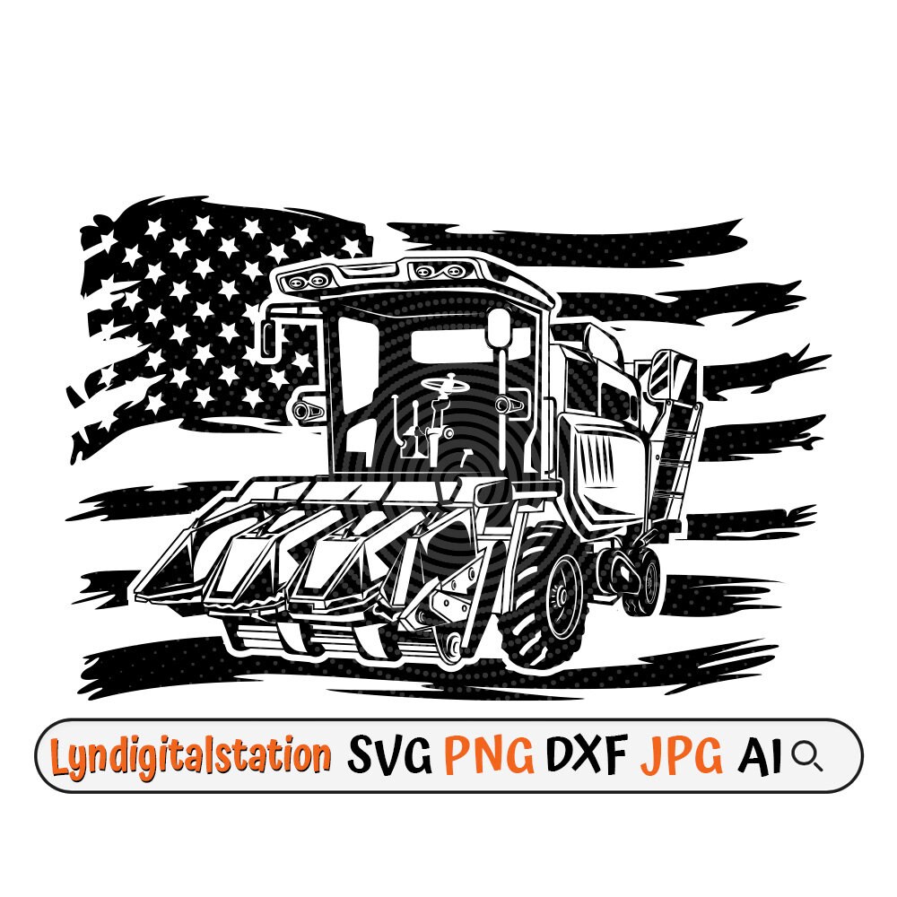 US Corn Harvester Svg Harvest Clipart Corn Season Stencil - Etsy