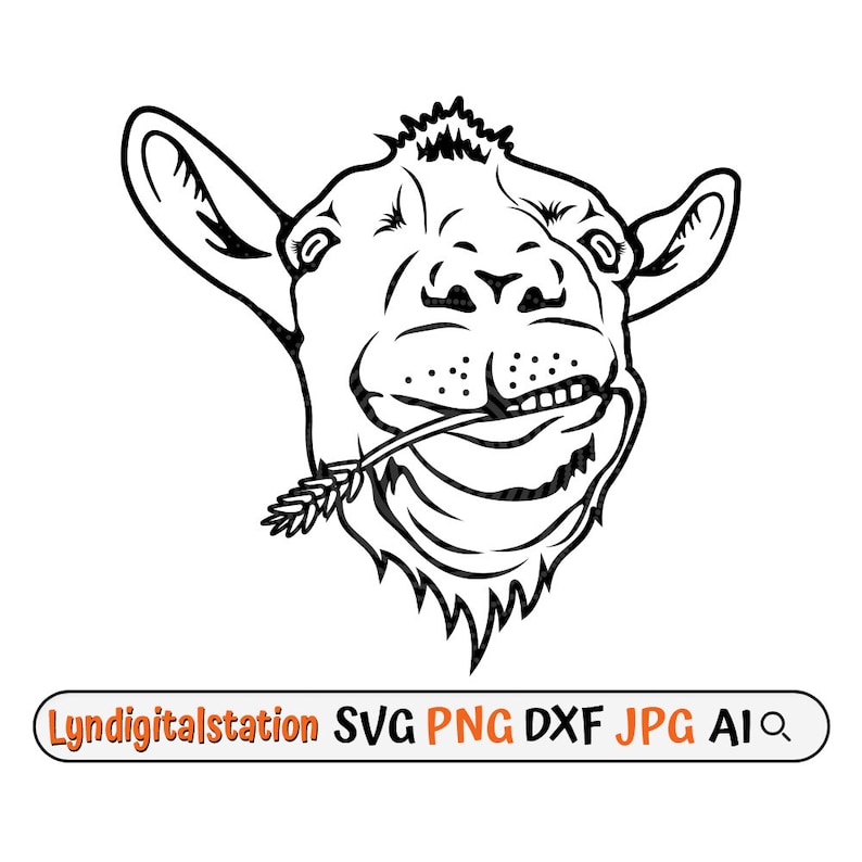 Goat Svg Kid Clipart Goat Face Cut File Goat Eating Grass Stencil Farm ...