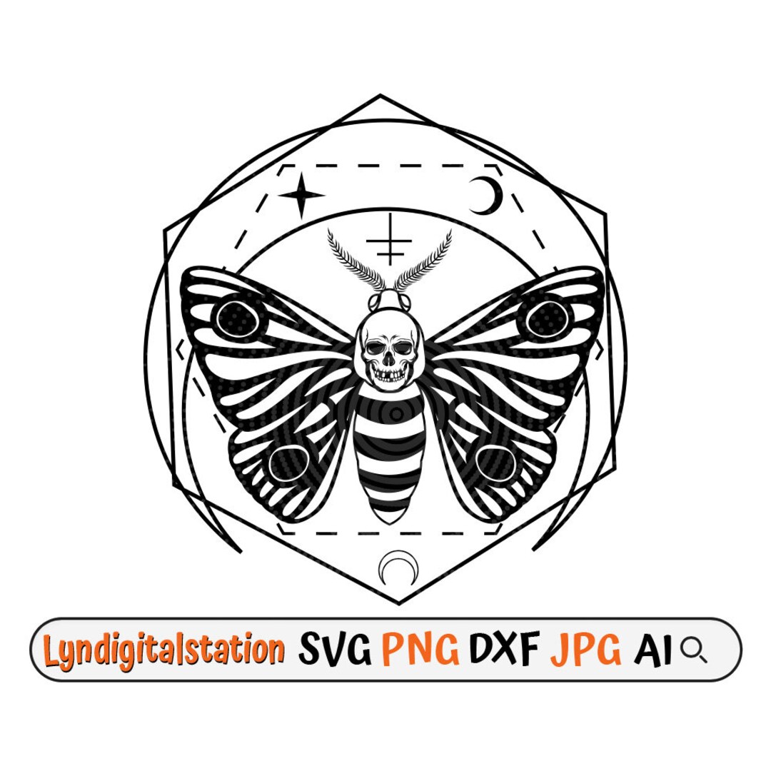 Moth Skull Svg | Dead Head Moth Clipart | Celestial Moth Cut File ...