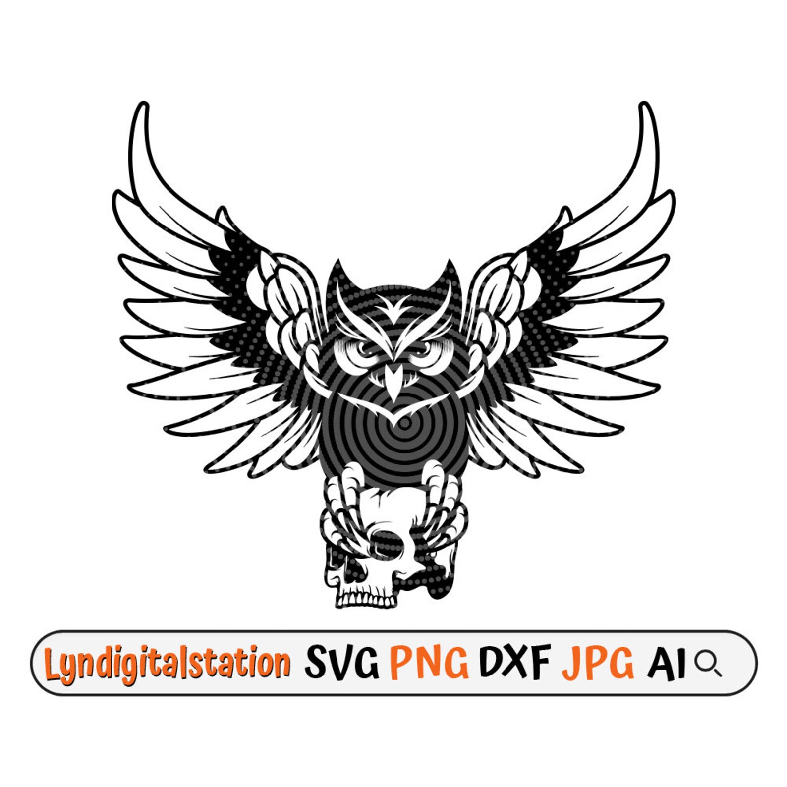 Flying Owl With Skull Svg Owl Clipart Nocturnal Animal Cut - Etsy