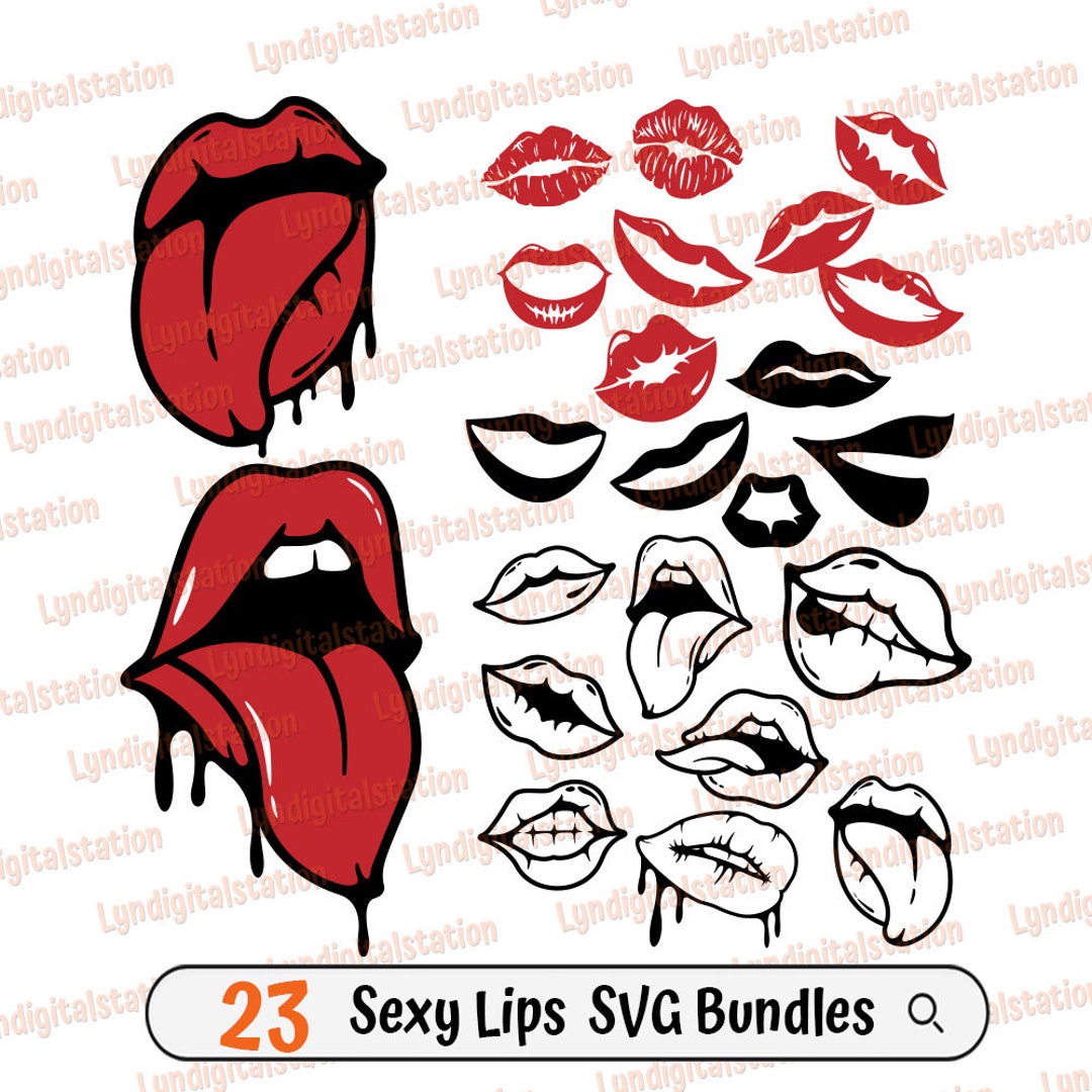 23 Sexy Lips Bundles Svg Licking Lips Clipart Kiss Marks Cut File ...