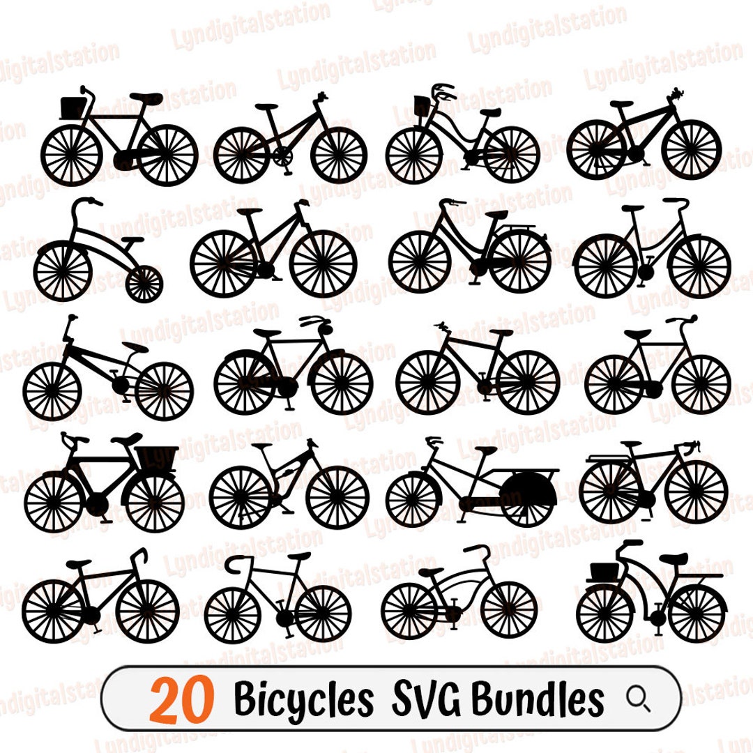 20 Bicycle Bundles Svg | Bicycles Clipart | Cycling Cut File | Biker ...