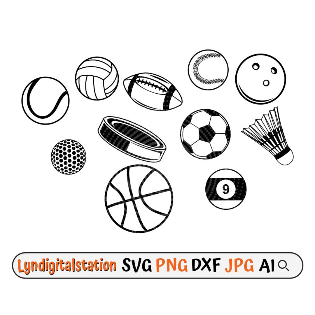 Balls Svg | 11 Sports Balls Clipart | Baseball Cut File | Football ...