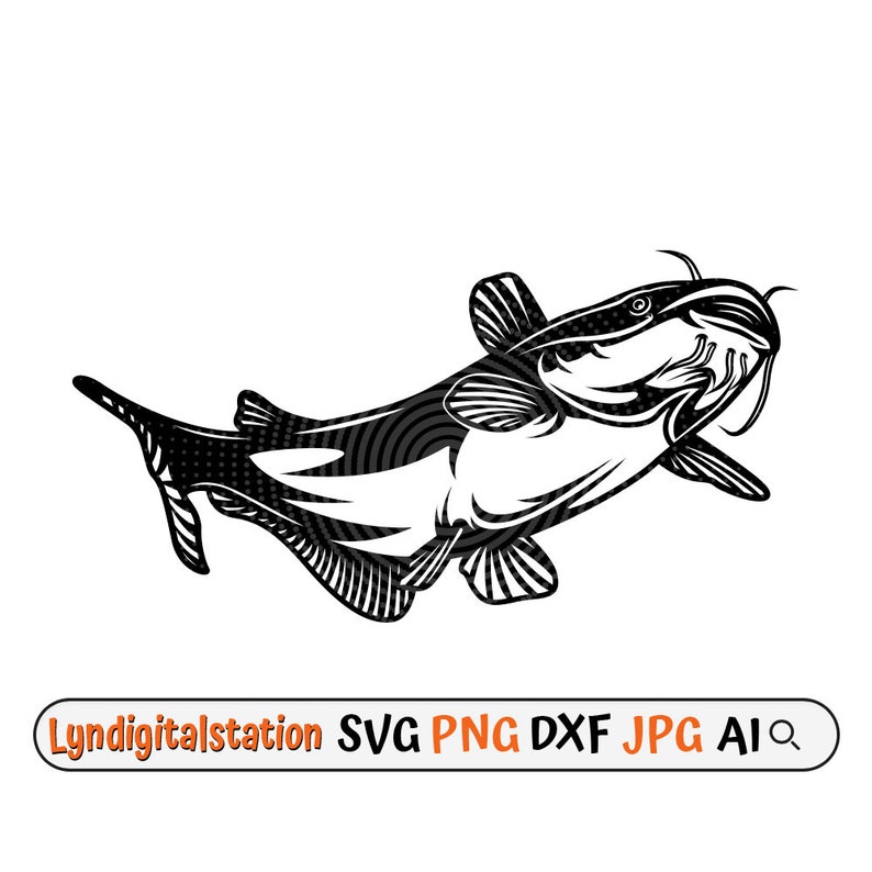 Cat Fish Svg Outdoor Fishing Scene Clipart Big Catch Cut - Etsy