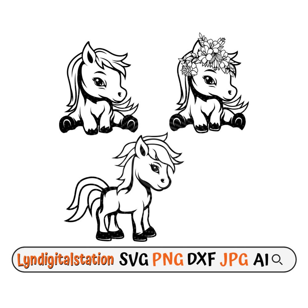 Cute Baby Horse Svg | Floral Baby Horse Clipart | Floral Animal Cut ...