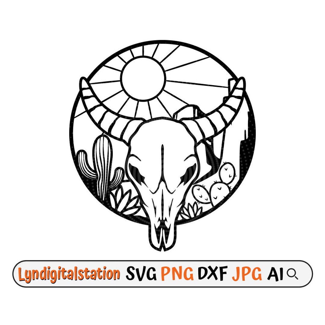 Cow Skull Desert Svg | Cow Head Clipart | Desert on Cow Cut File | Hot ...