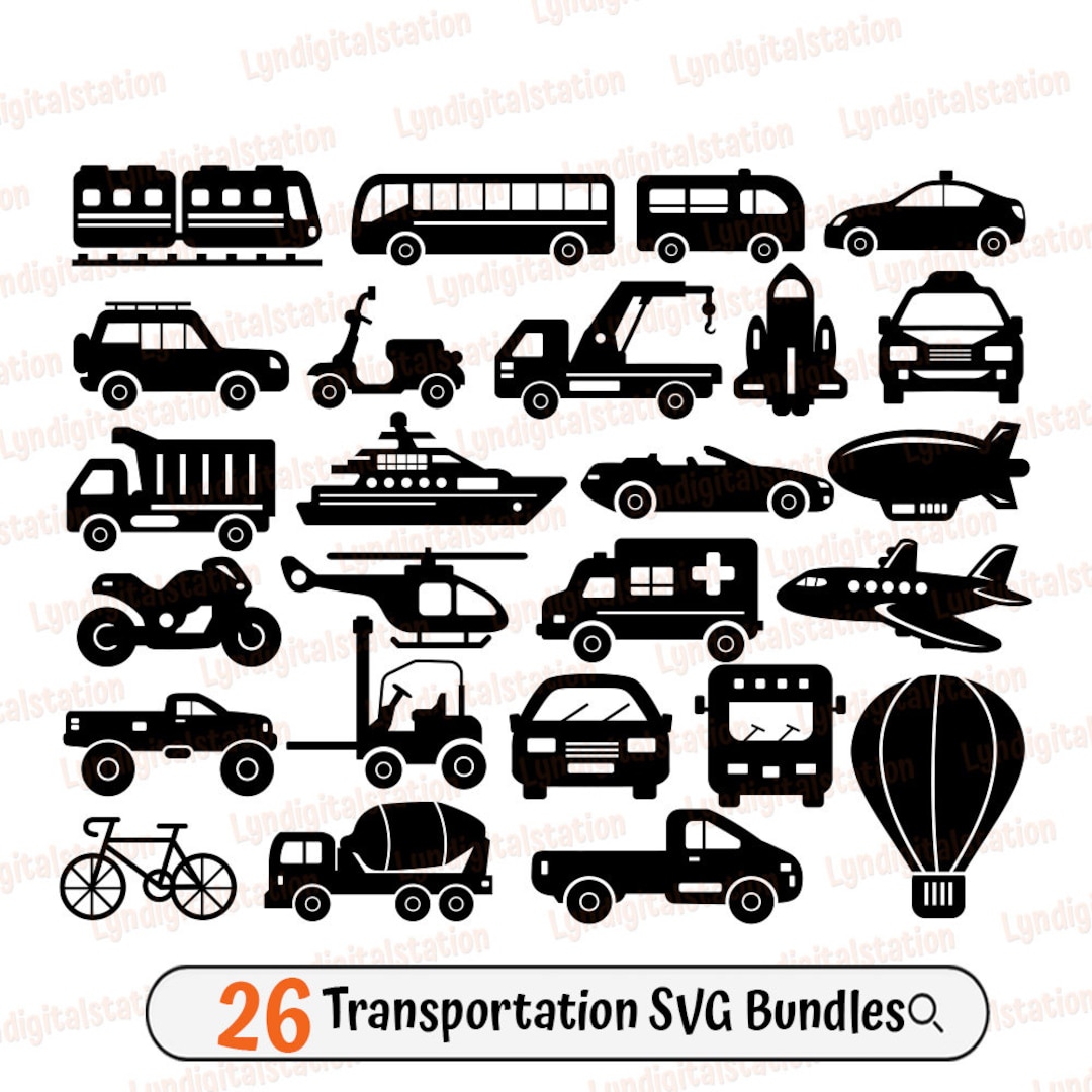 26 Transportation Bundles Svg | Vehicles Clipart | Airplanes Cut File ...