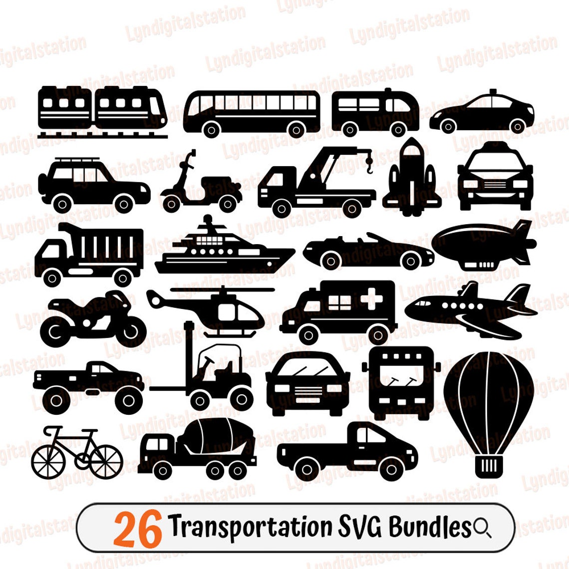 26 Transportation Bundles Svg Vehicles Clipart Airplanes Cut File Cars ...