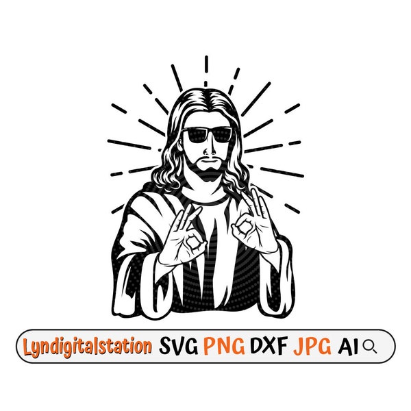 Jesus With Shades Svg - Etsy