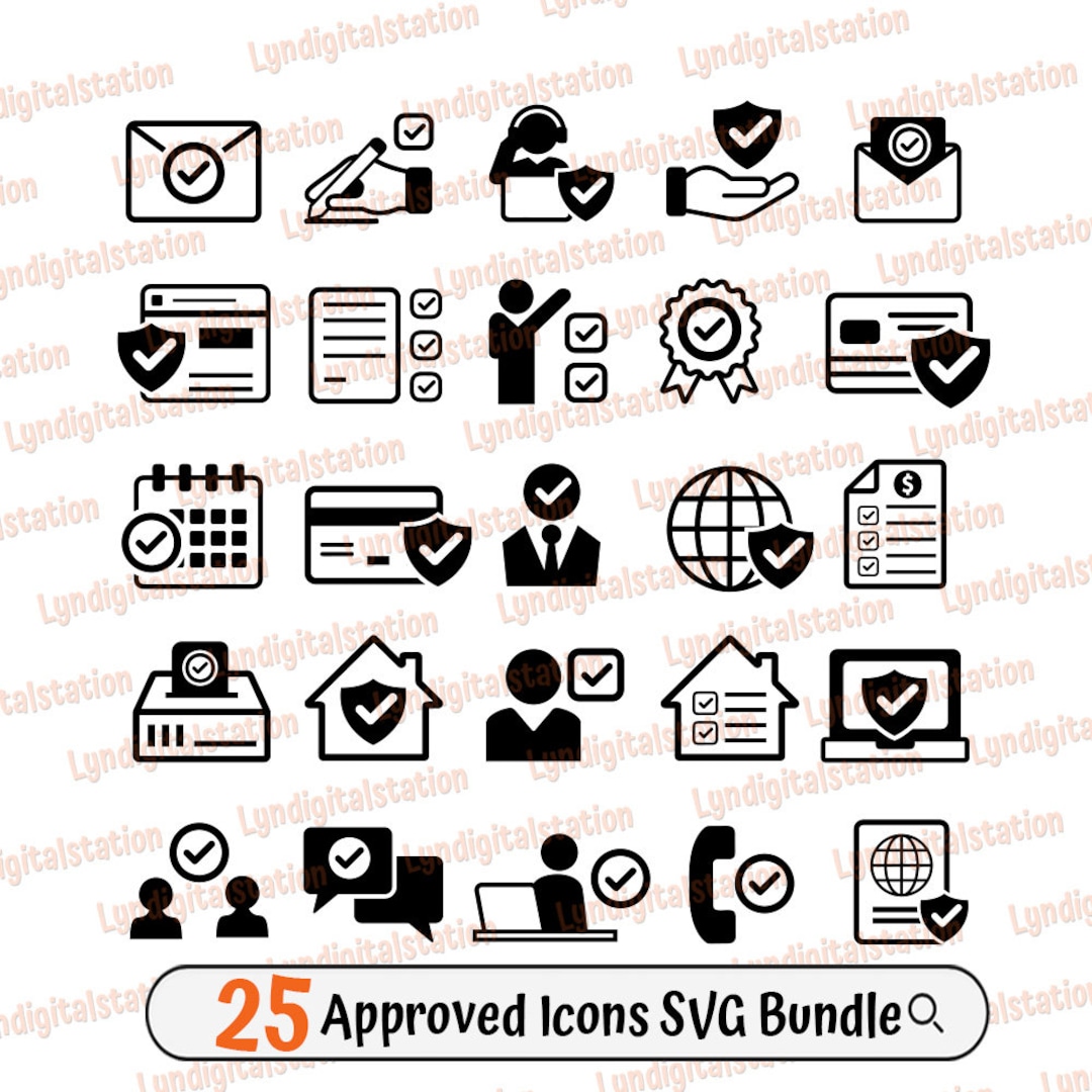 25 Approved Icons Bundles Svg | Check Marks Clipart | Customer Feedback ...