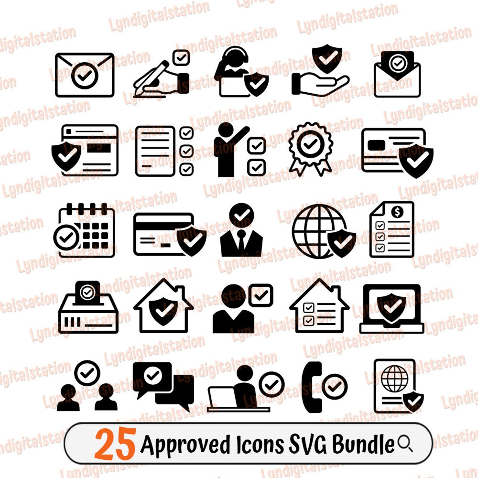25 Approved Icons Bundles Svg Check Marks Clipart Customer Feedback Cut ...