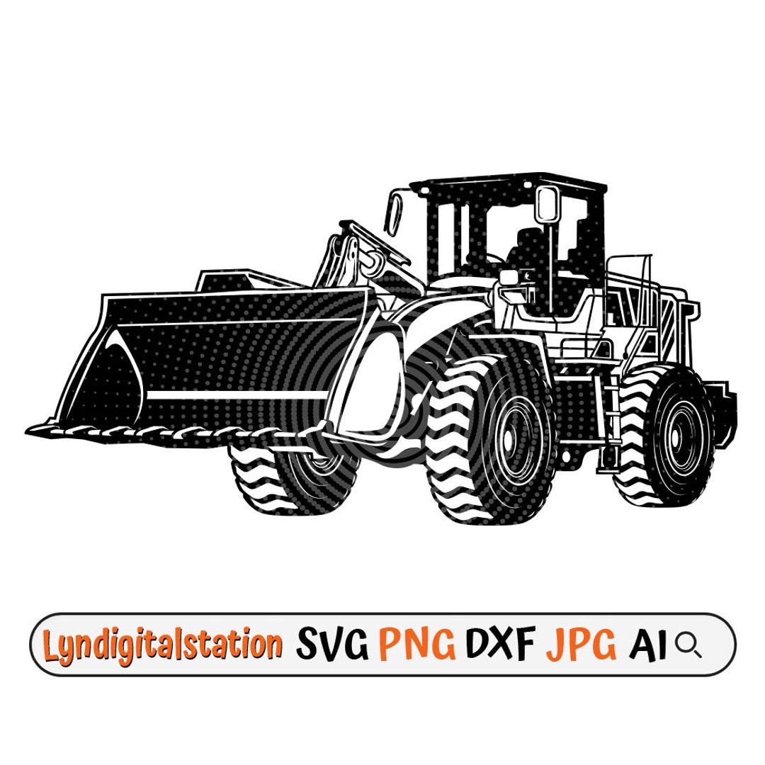 Bulldozer Svg |construction Clipart |heavy Equipment Cut File |machinery Stencil | Wheel Loader ...